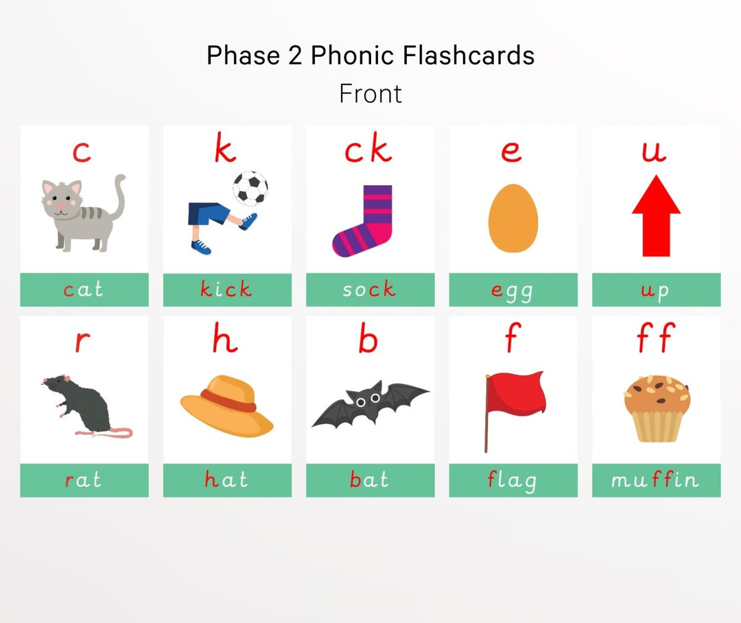Phase 2 Phonics Flashcards With Bright Colour Pictures – My Little Learner