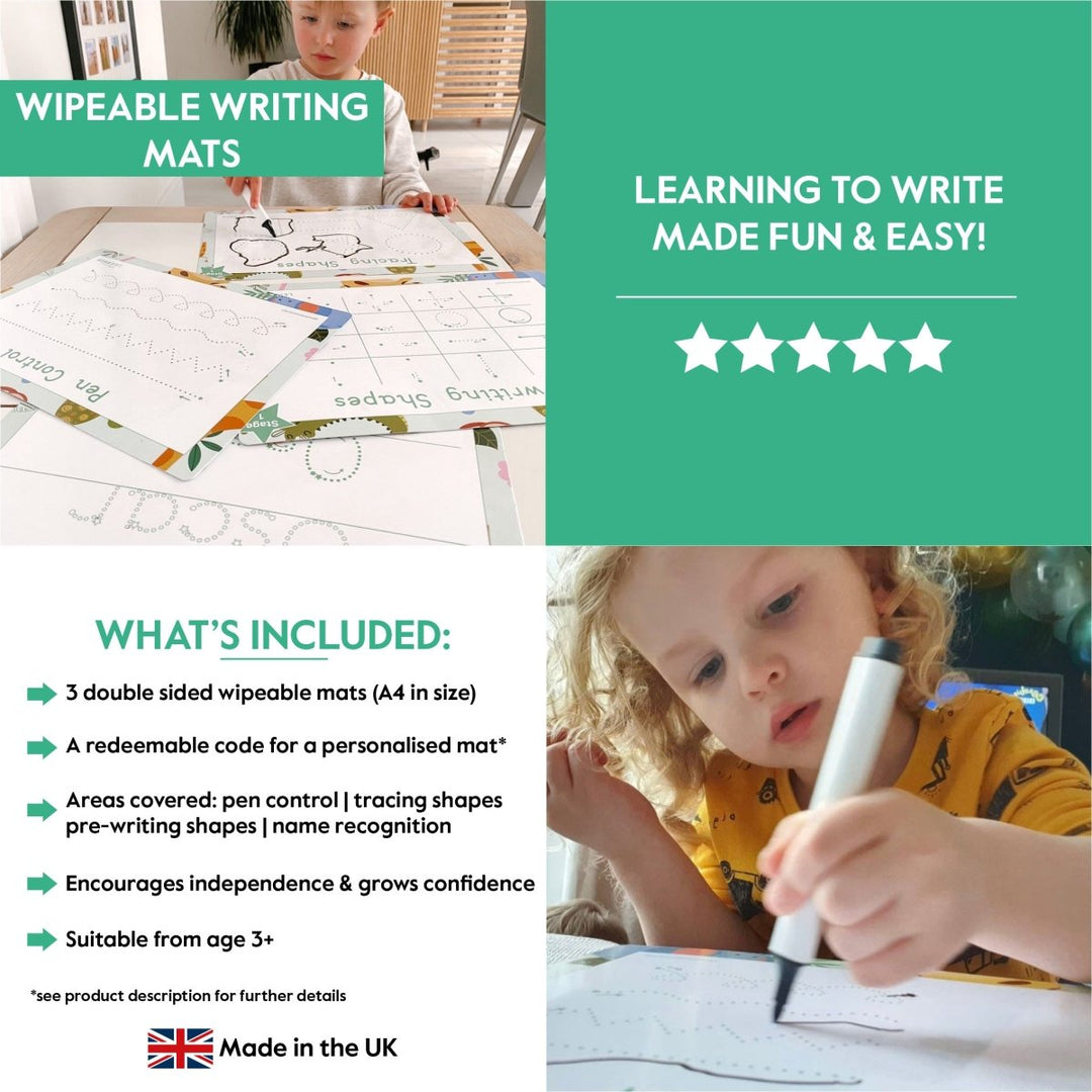 Pre-Writing Gift Set| Learn To Write | Wipeable Learning Mats – My ...